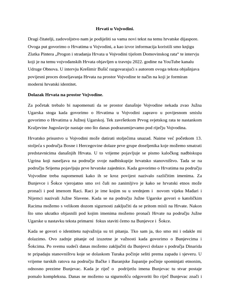 Hrvati U Vojvodini | PDF