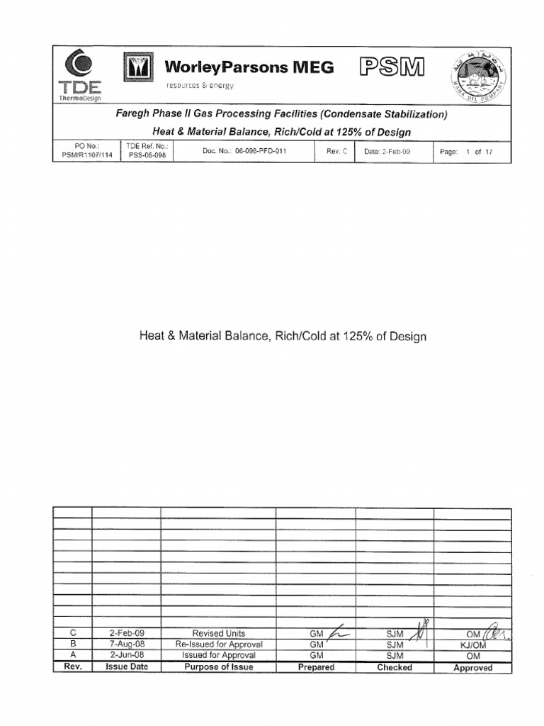 06-098-PFD-011 H - MB, REV C, Rich-Cold 125 | PDF | Enthalpy | Heat ...