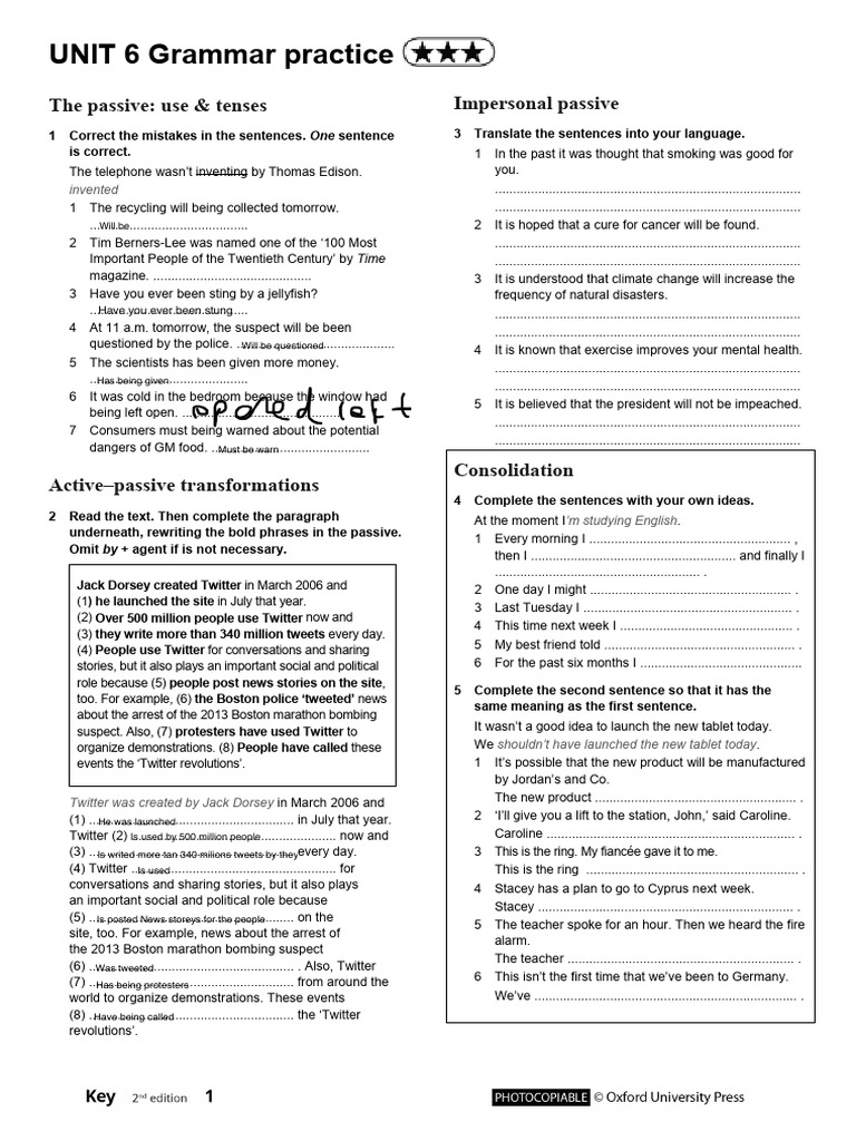 Key2e L1 Worksheets Grammar Unit 6 3star | PDF