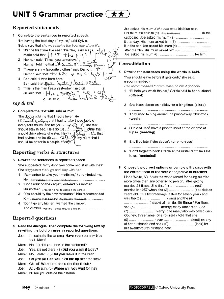 Key2e L1 Worksheets Grammar Unit 5 2star | PDF | Linguistic Typology | Linguistic Morphology
