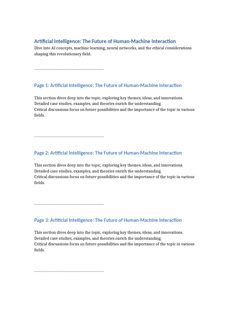 Artificial Intelligence The Future of Human-Machine Interaction | PDF