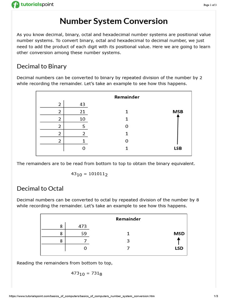 Number System Conversion | PDF | Decimal | Elementary Mathematics