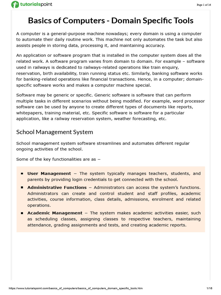 Basics of Computers - Domain Specific Tools | PDF | Payroll | Data Science
