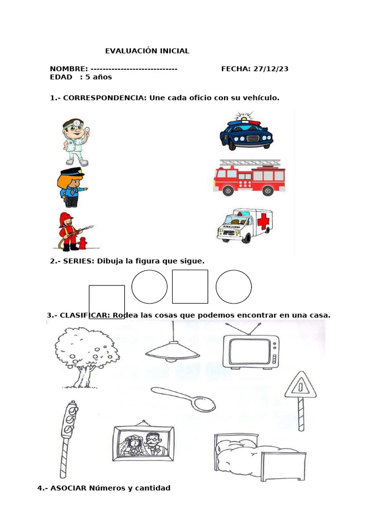 Evaluación Inicial para Niños de 5 Años | PDF