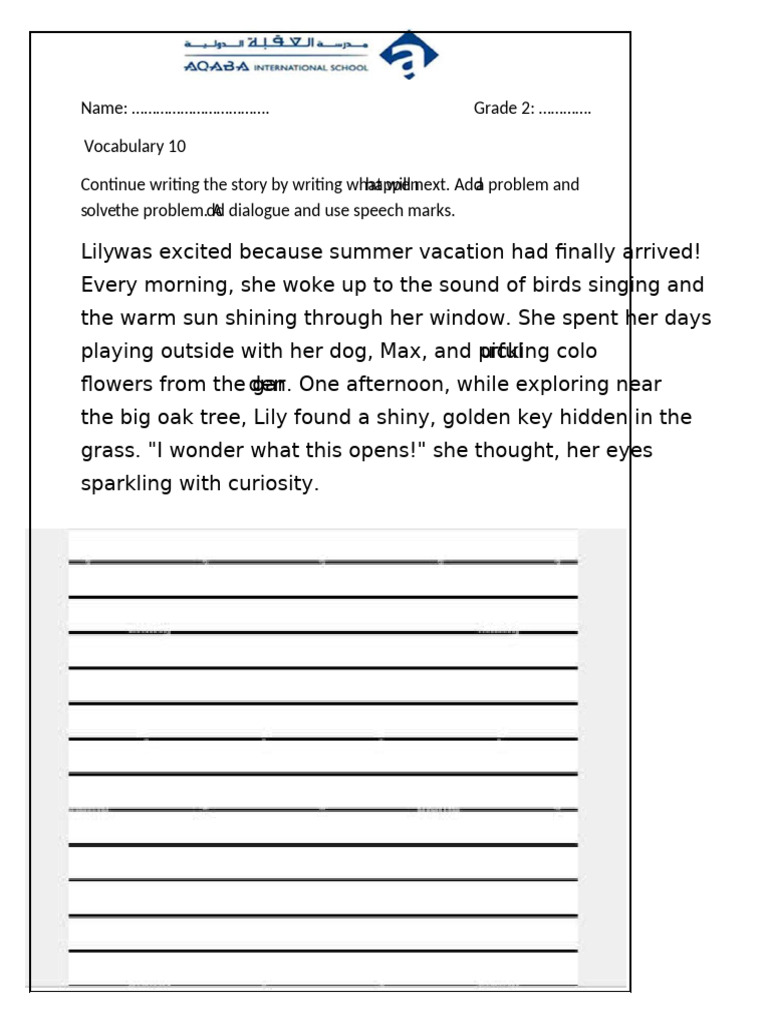 Vocabulary 10 Grade 2: . Name | PDF