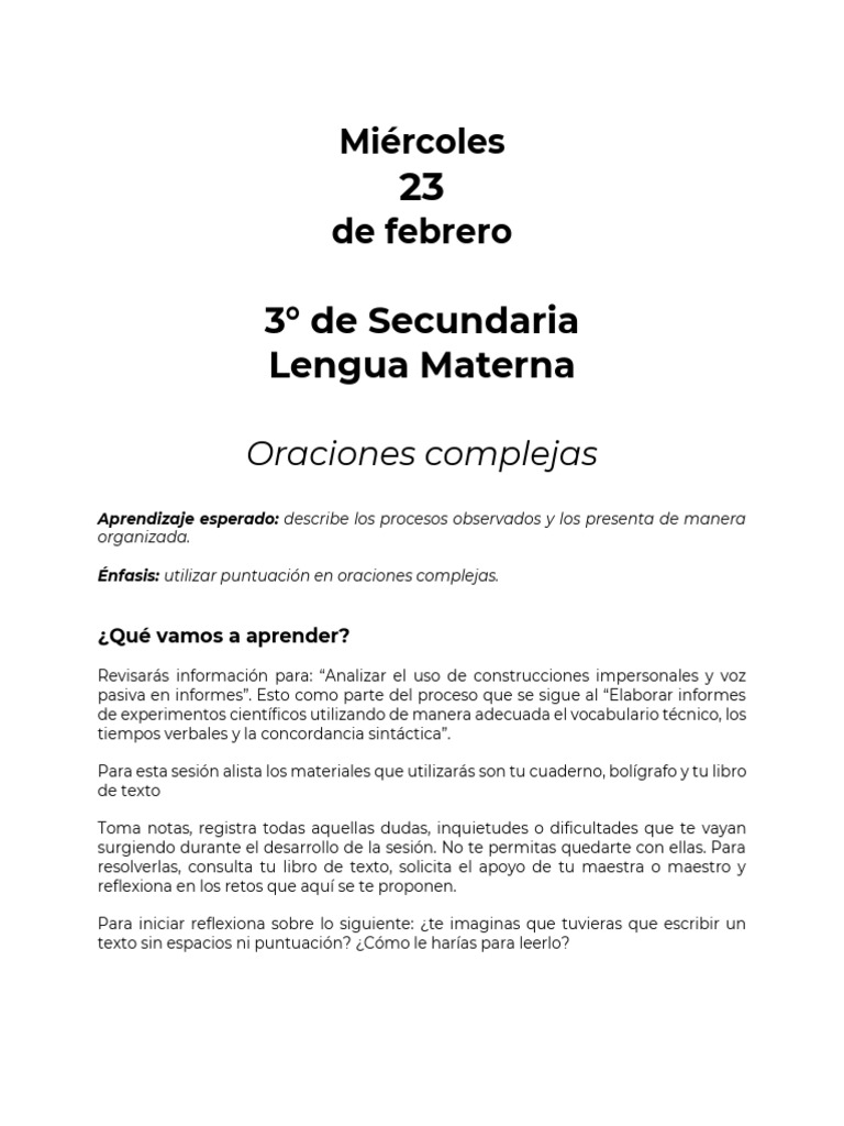 Uso de Puntuación en Oraciones Complejas | PDF | Oración (Lingüística ...