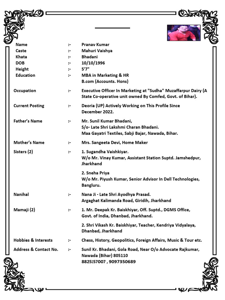 Pranav Biodata | PDF