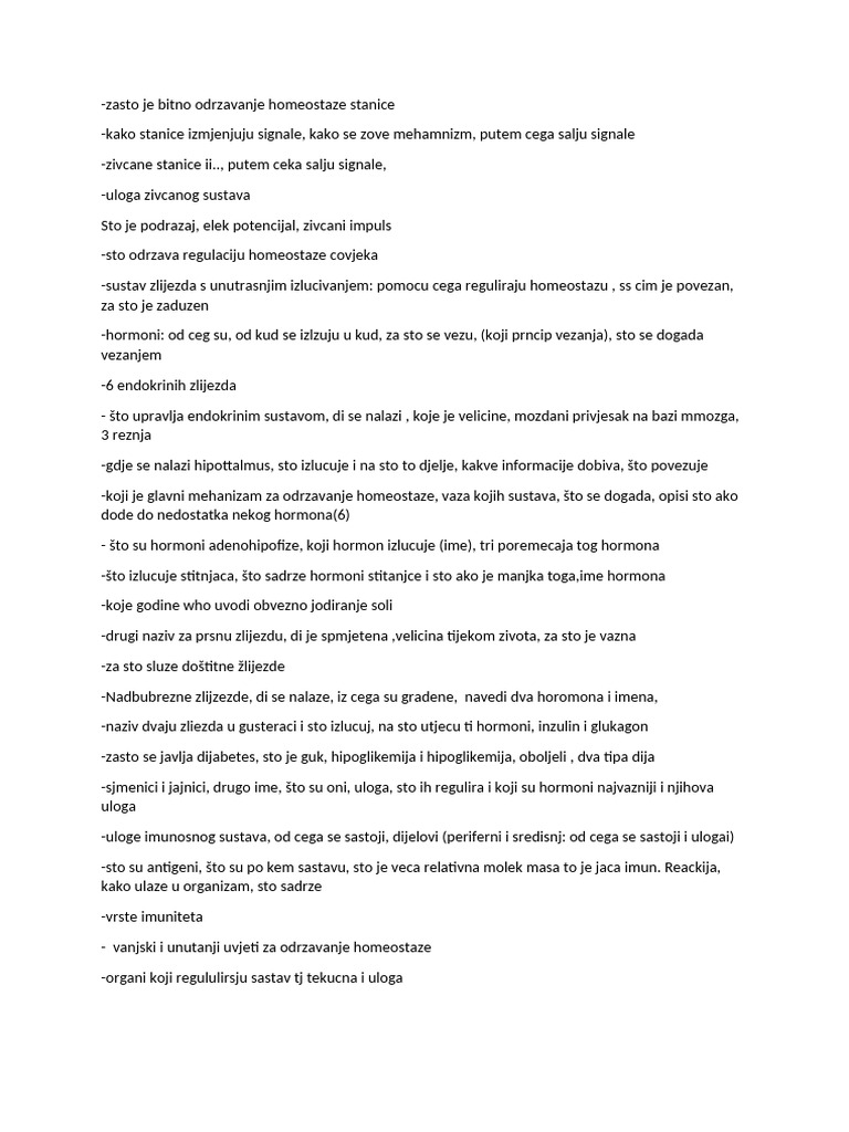 Zasto Je Bitno Odrzavanje Homeostaze Stanice | PDF