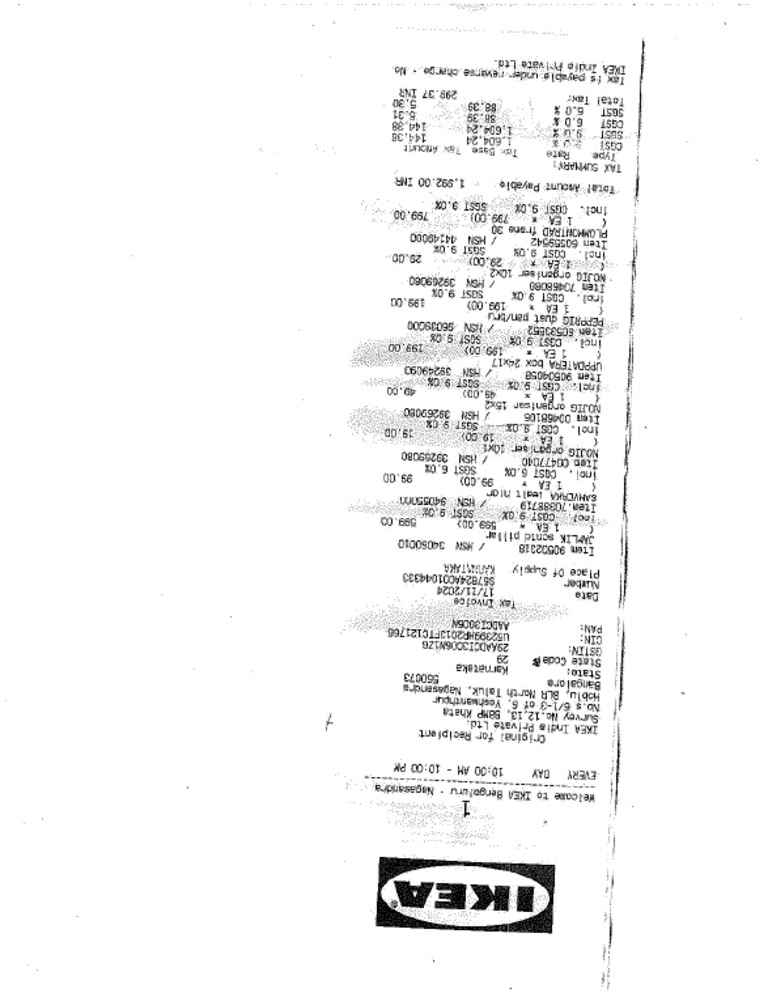 Ikea Receipt | PDF