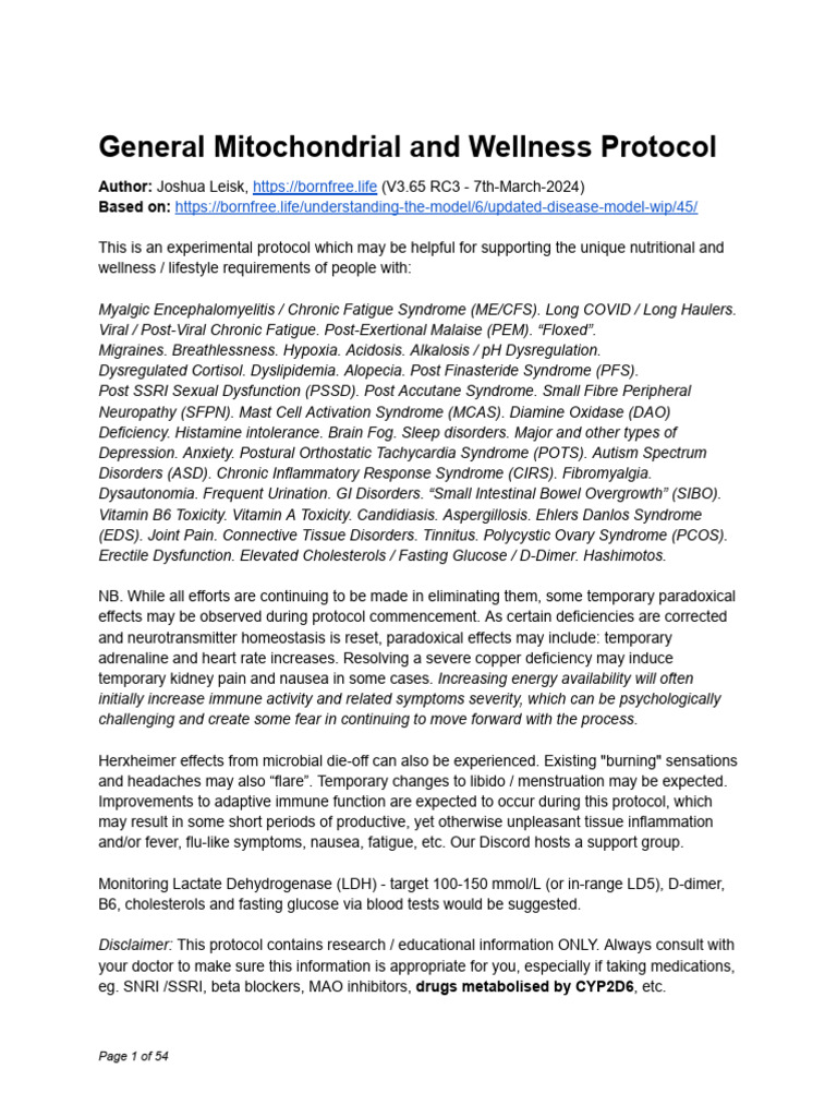 General Mitochondrial and Wellness Protocol | PDF | Calcium | Metabolism