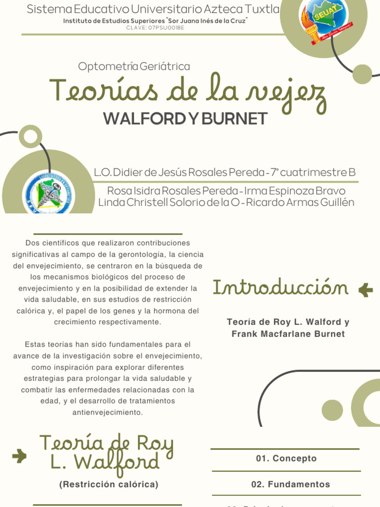 Teorías de Walford y Burnet sobre envejecimiento | PDF | Restricción de ...