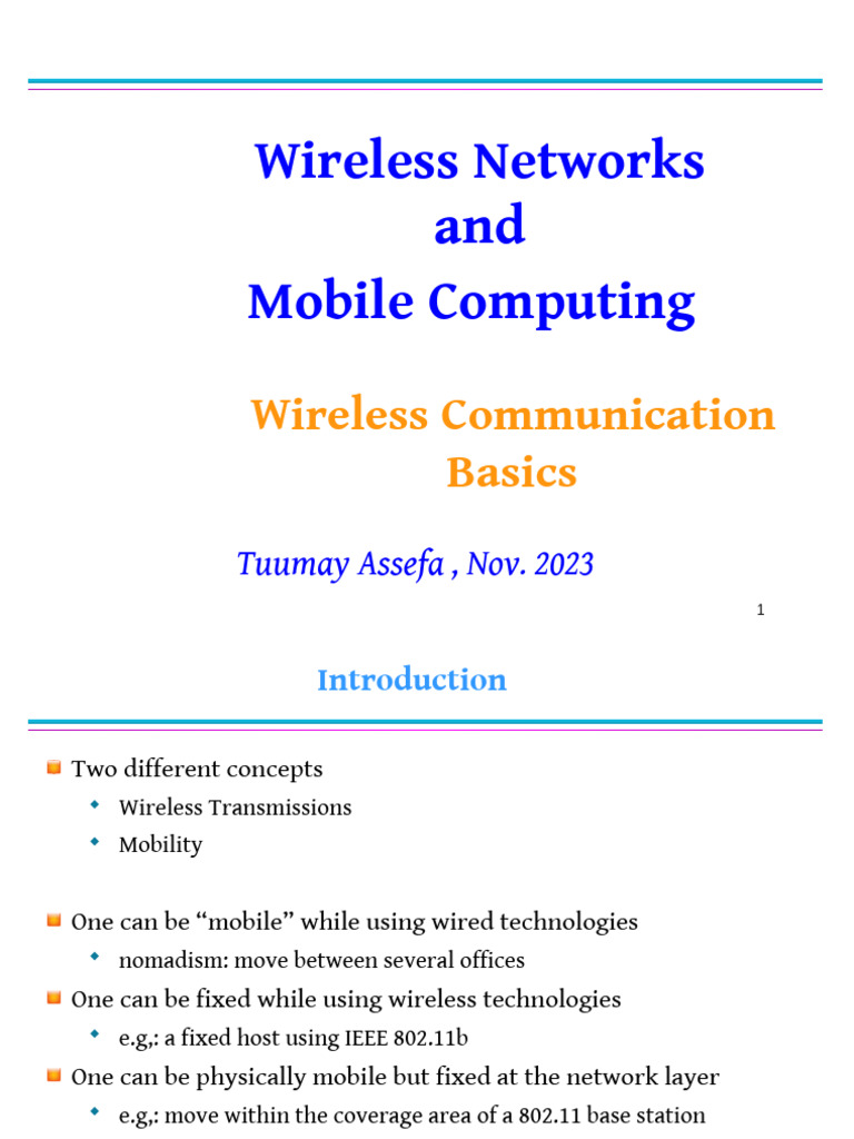 Wireless Communication Basics | PDF | Channel Access Method | Computer ...