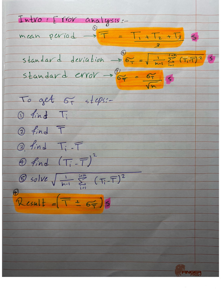 Physics Lab Final All Equations Exp19 | PDF