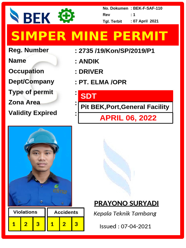 Simper PT. BEK - ANDIK 1 | PDF