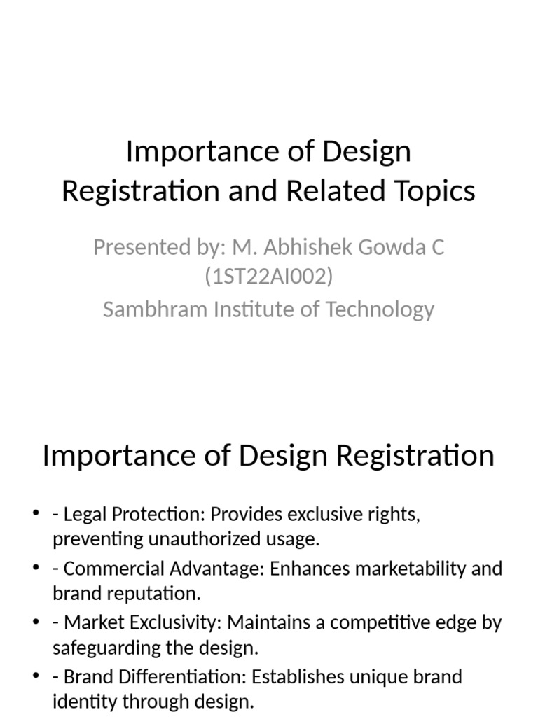 Importance of Design Registration | PDF | Intellectual Property | Brand