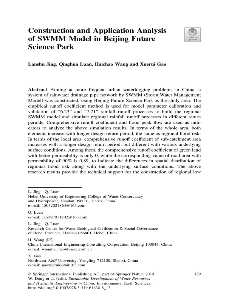 Construction and Application Analysis of SWMM Model in Beijing Future ...