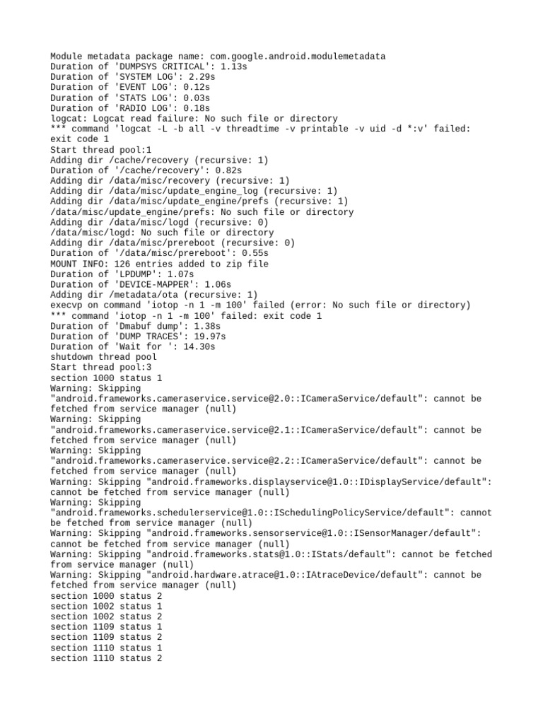 Android Module Metadata Log Analysis | PDF | Computer Engineering | Operating System Technology