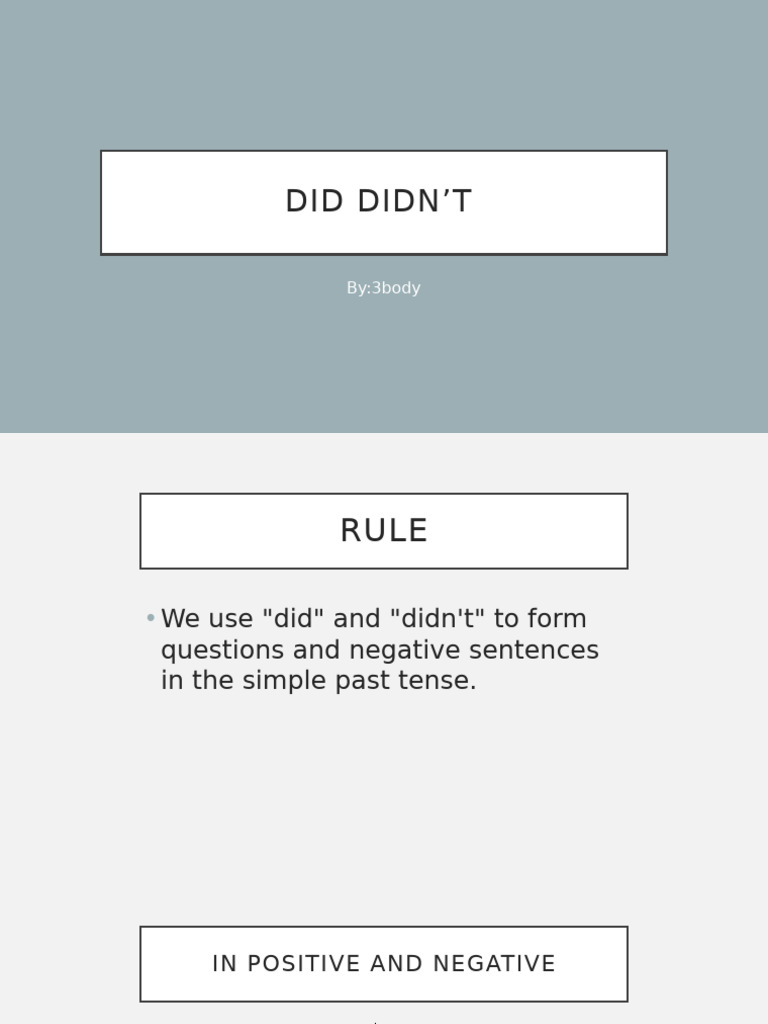 Understanding "Did" and "Didn't" Usage | PDF