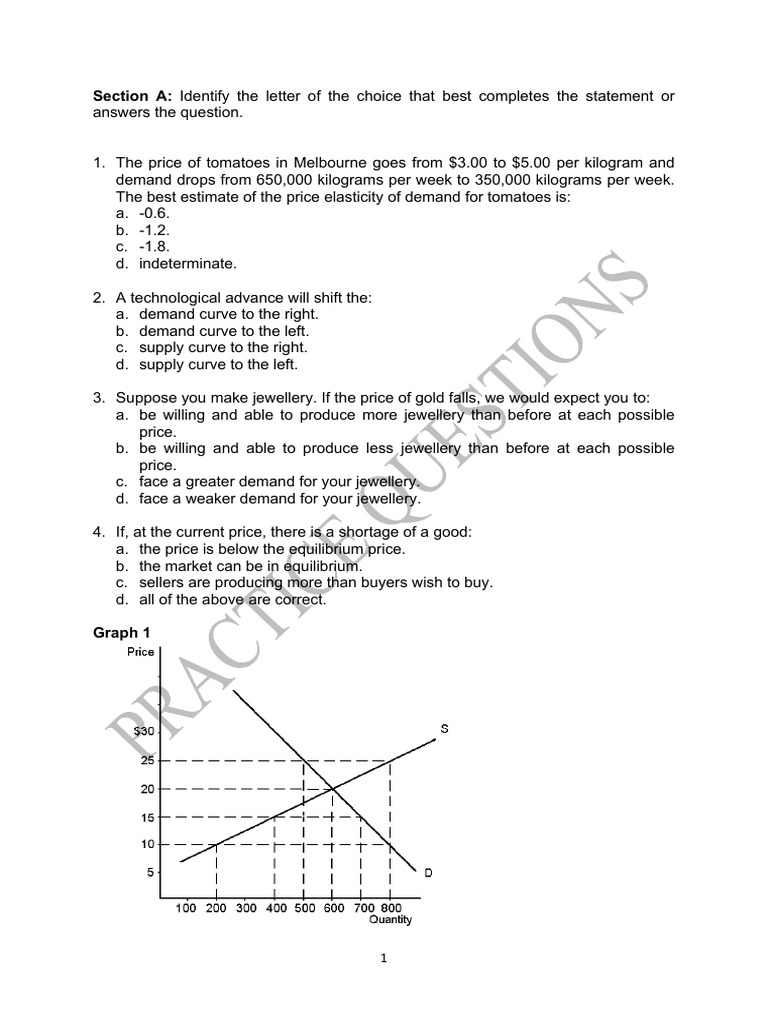 Practice Questions-1 | PDF | Demand | Elasticity (Economics)