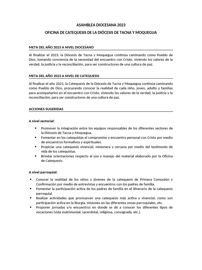 Asamblea Diocesana ODC 2023 | PDF