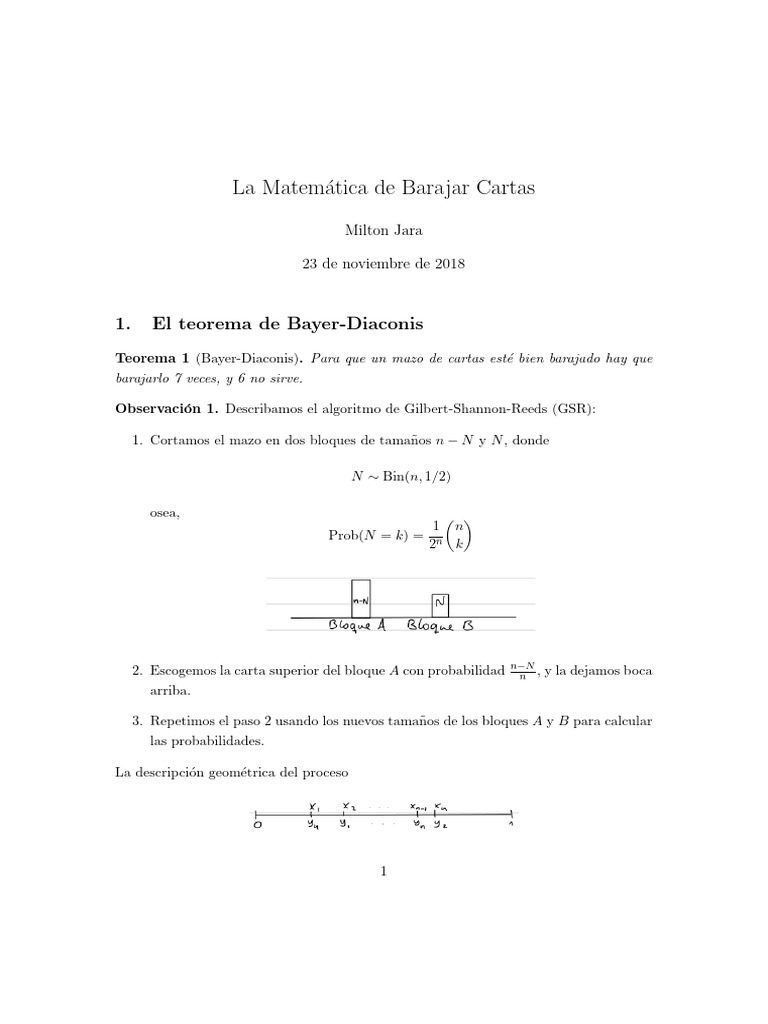 Matemática de Barajar Cartas | PDF | Variable aleatoria | Probabilidad