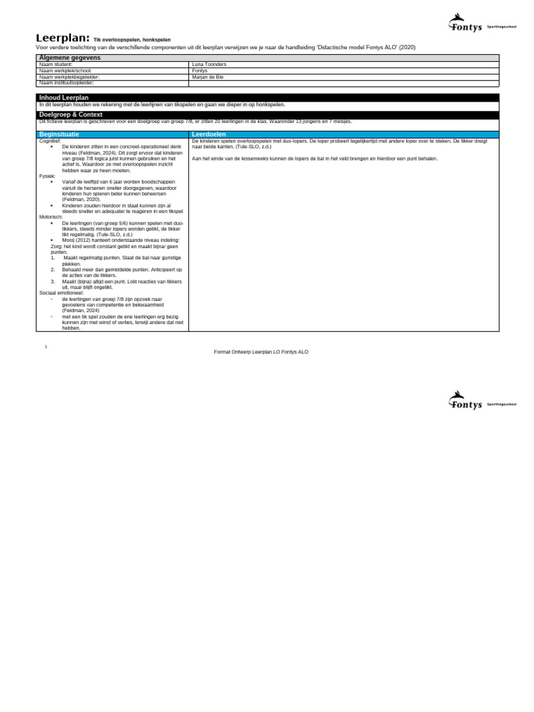 LVF Tikspelen Tygo Otgens ALO Product | PDF