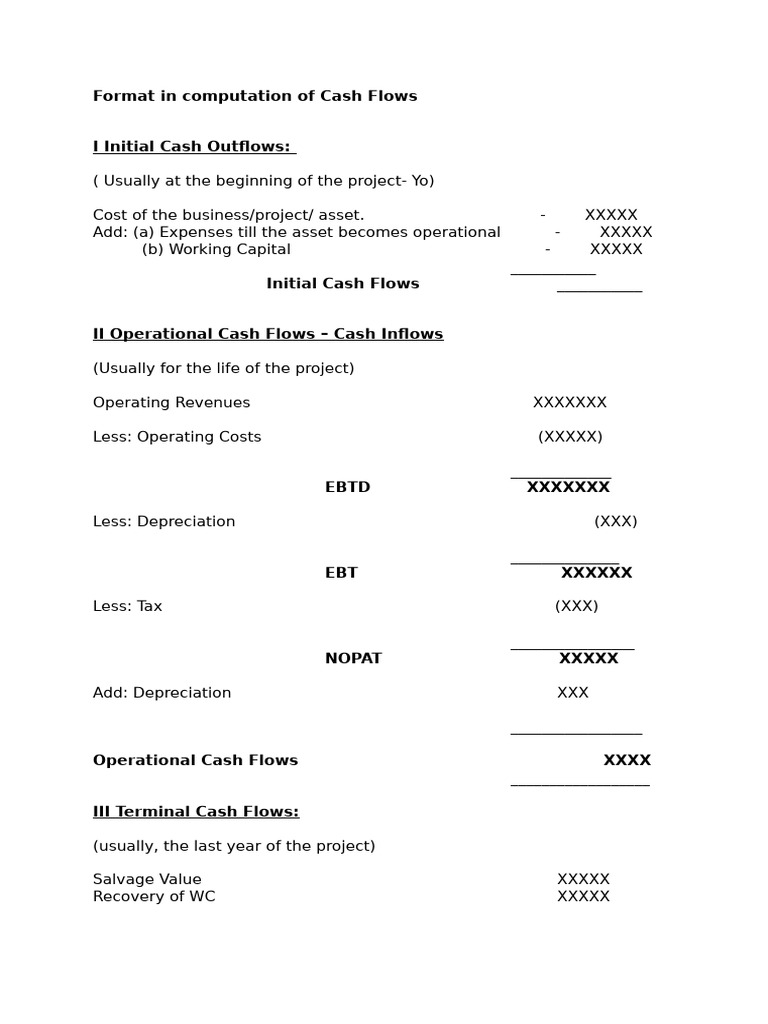 Format in Computation of Cash Flows | PDF