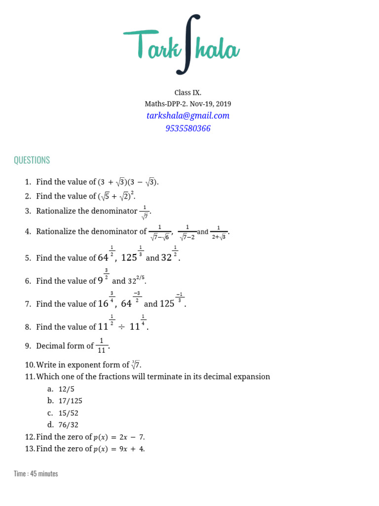 Maths-IX-DPP-2 | PDF
