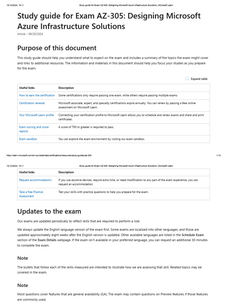 Study Guide For Exam AZ-305 - Designing Microsoft Azure Infrastructure Solutions - Microsoft ...