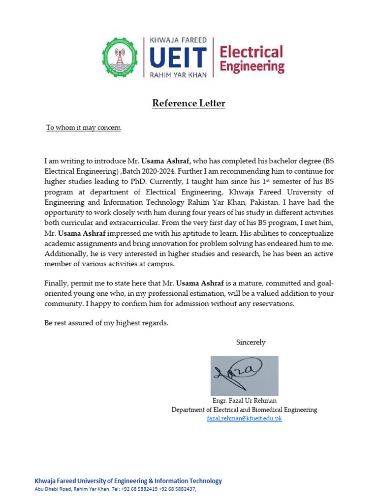 References Letter 2 FZL | PDF