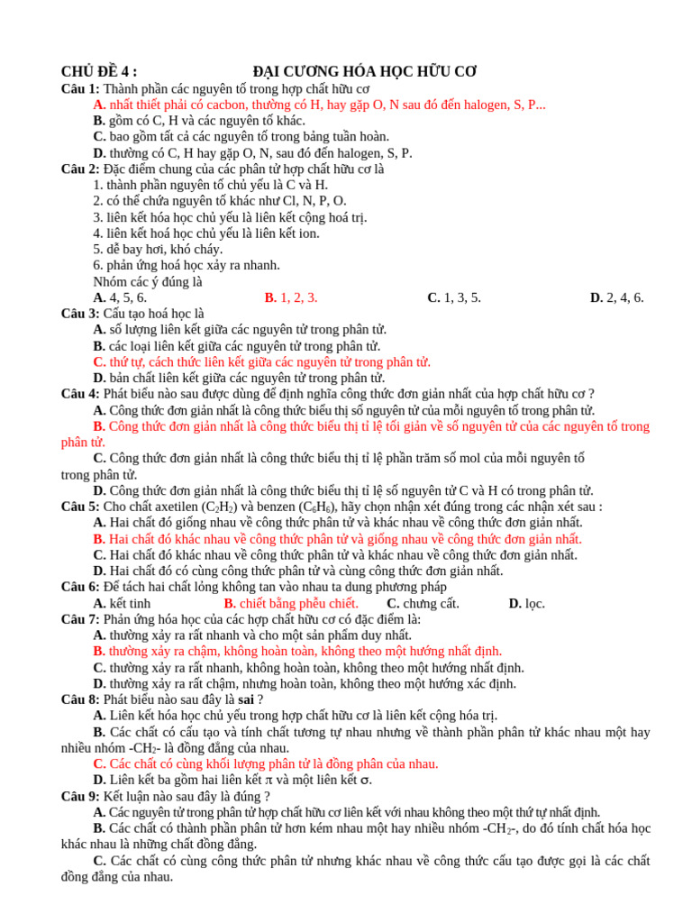 Đ I Cương Hoá H U Cơ | PDF