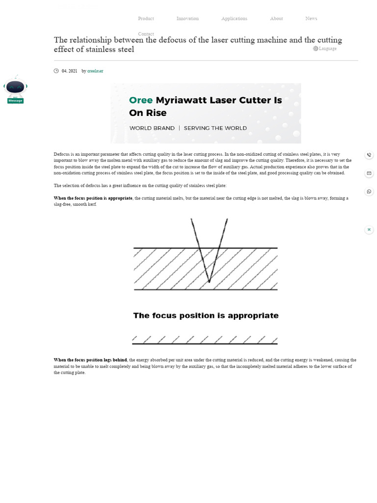 The Relationship Between The Defocus of The Laser Cutting Machine and ...
