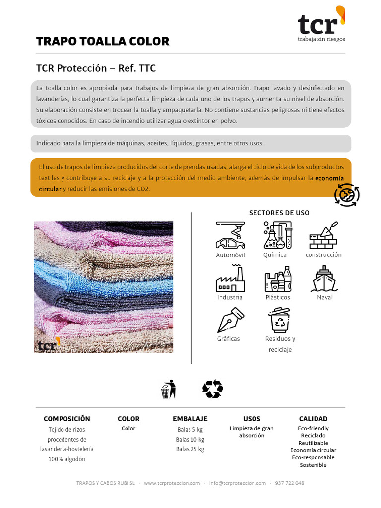 Trapo Toalla Color: TCR Protección - Ref. TTC | PDF