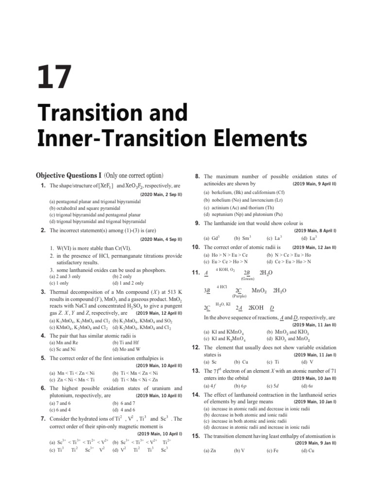 Transition and Inner-Transition Elements-2 | PDF | Electron ...
