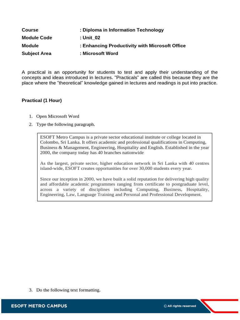 2833-1637316419109-Practical - 2.1 (1 Hours) | PDF | Microsoft Word | Computing