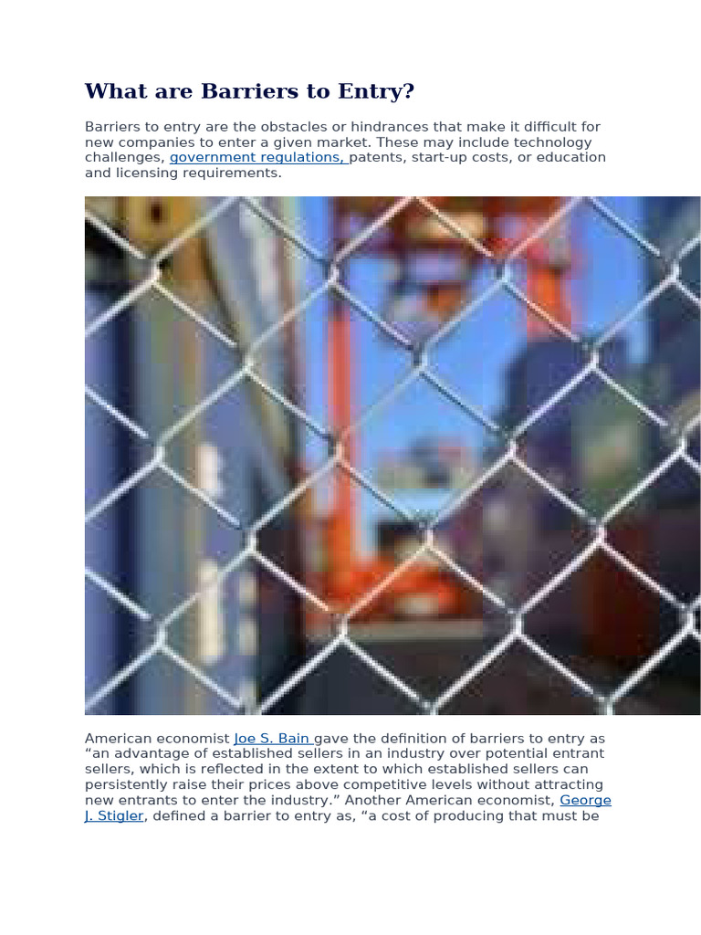 Understanding Barriers to Entry in Markets | PDF | Marketing | Market ...