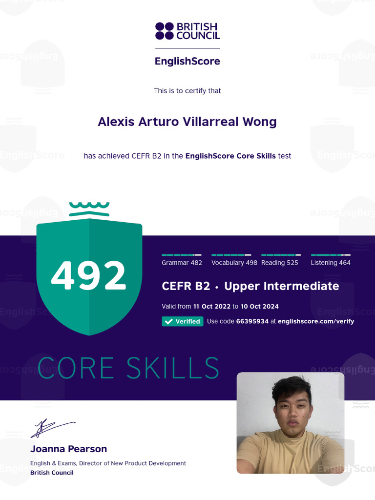 E0EA31FC 3156 4AA6 B65D 5E7F48FE8738.EnglishScore Certificate | PDF
