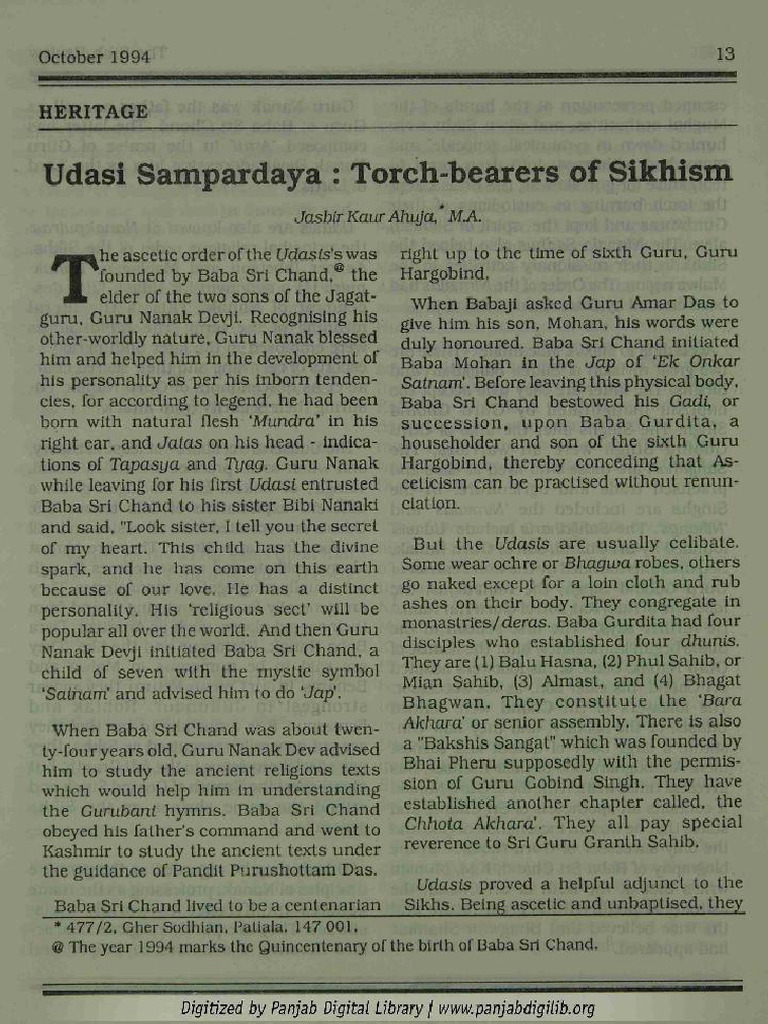 Udasi Sampardaya-Torchbearers of Sikhism | PDF