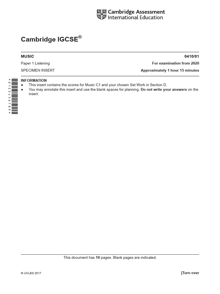 Music Past Paper | PDF | Student Assessment And Evaluation ...