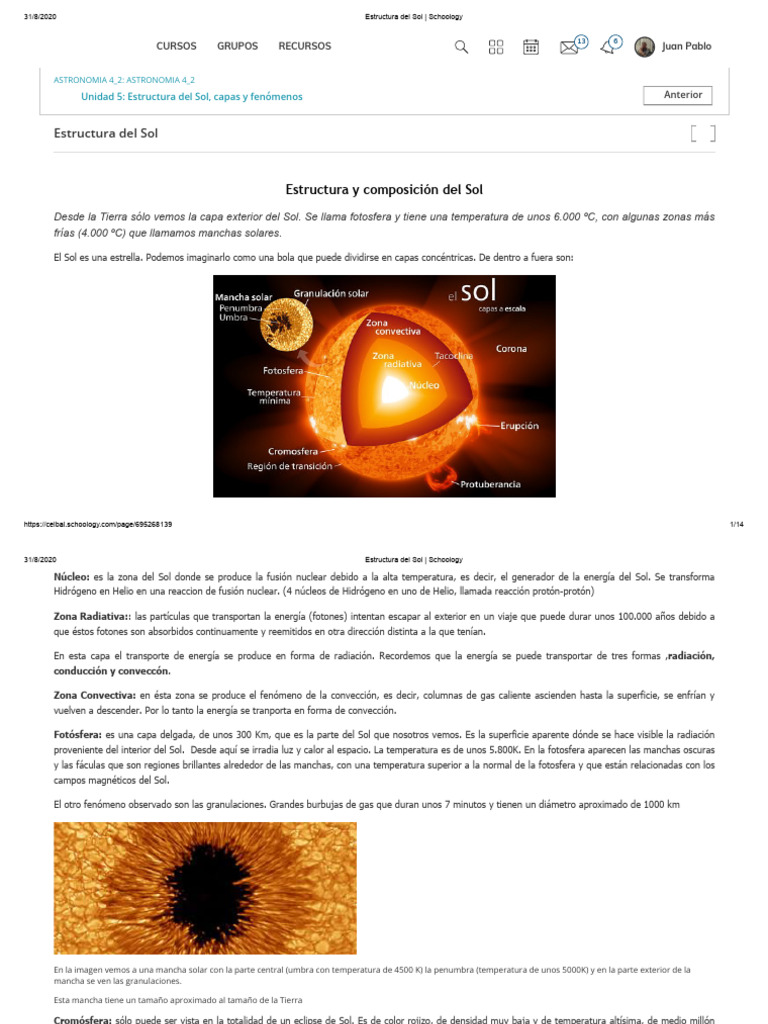 Estructura Del Sol - Schoology | PDF | Dom | Ciencias fisicas