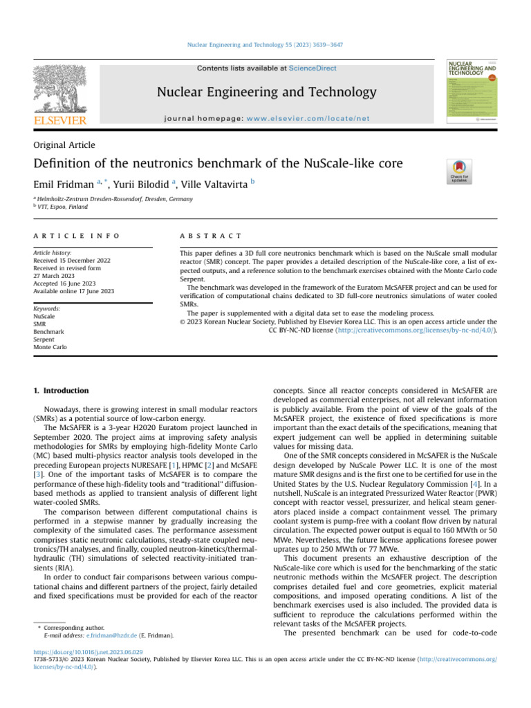 NUSCALE-LIKE CORE -1 | PDF | Nuclear Fuel | Nuclear Energy