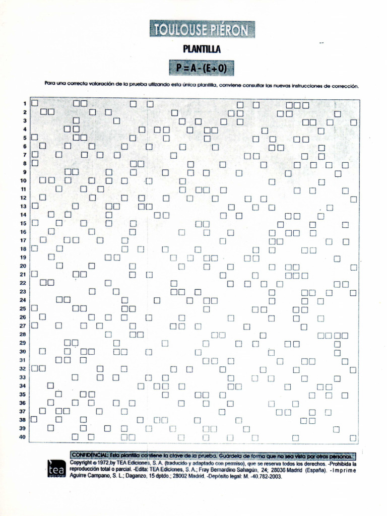 PLANTILLA Toulouse Pieron | PDF