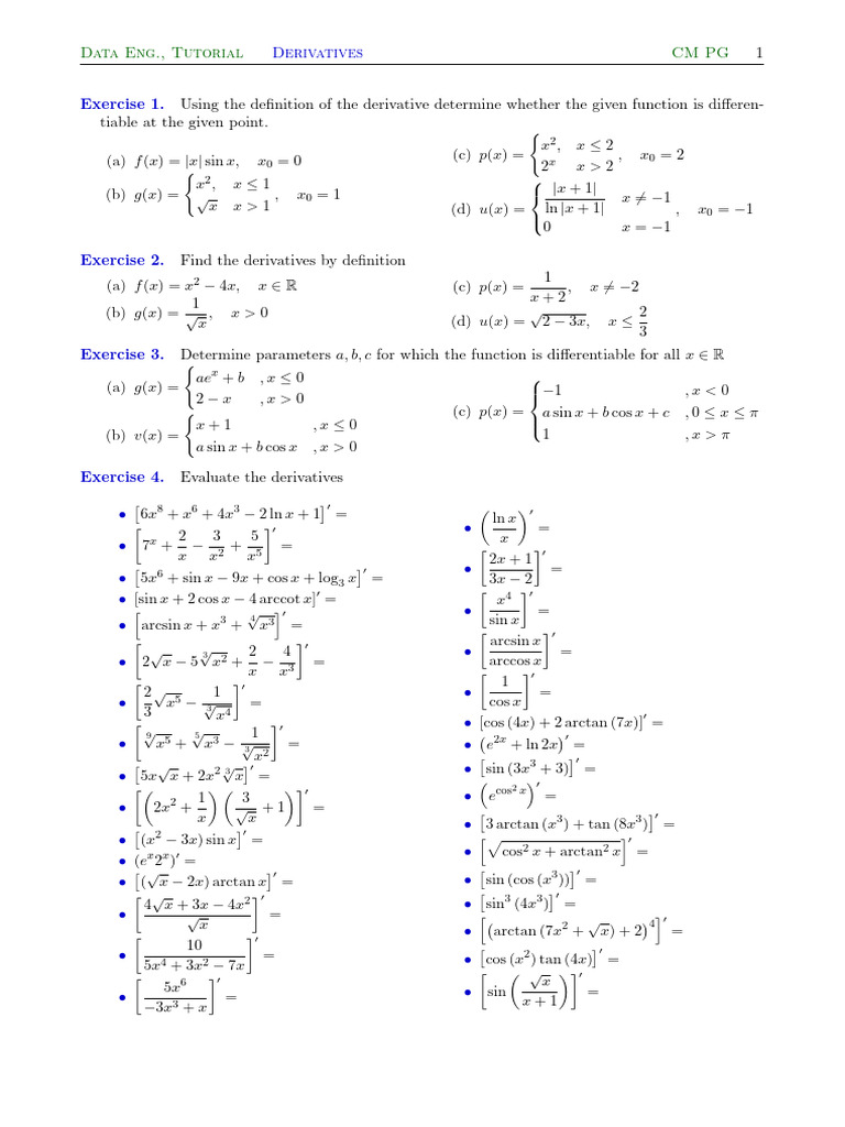 02_ID_Derivatives | PDF | Mathematical Relations | Complex Analysis
