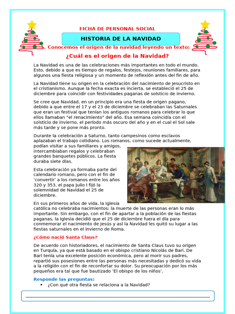 Ficha PS Historia de La Navidad - Acr | PDF | Navidad | Observancias de ...