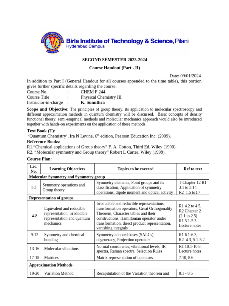 CHE F244 SEPARATION PROCESSES I L1 | PDF | Physics | Chemistry