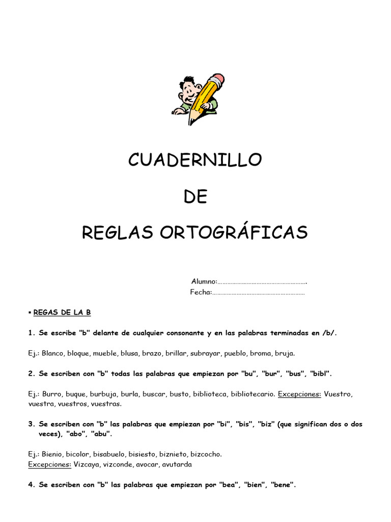 Reglas Ortográficas y Ejercicios | PDF
