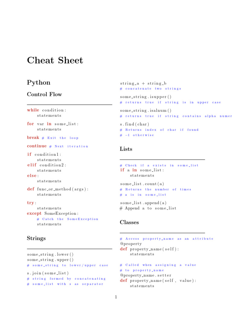 cheatSheet | PDF | Control Flow | Computer Science