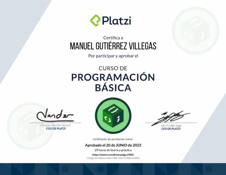 Certificado - Programación Básica | PDF