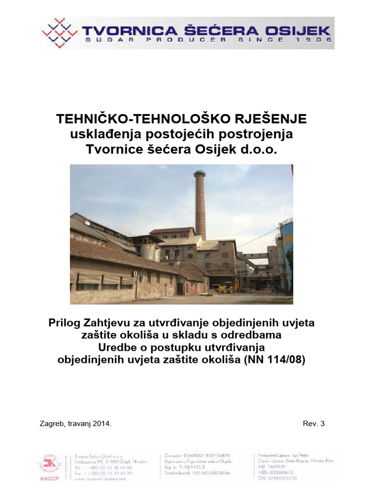 Tehnicko-Tehnolosko - Rjesenje - (Tvornica - Secera - Osijek) (1) B | PDF
