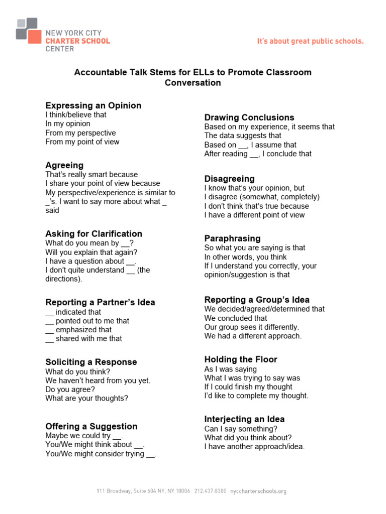 Accountable Talk Stems | PDF